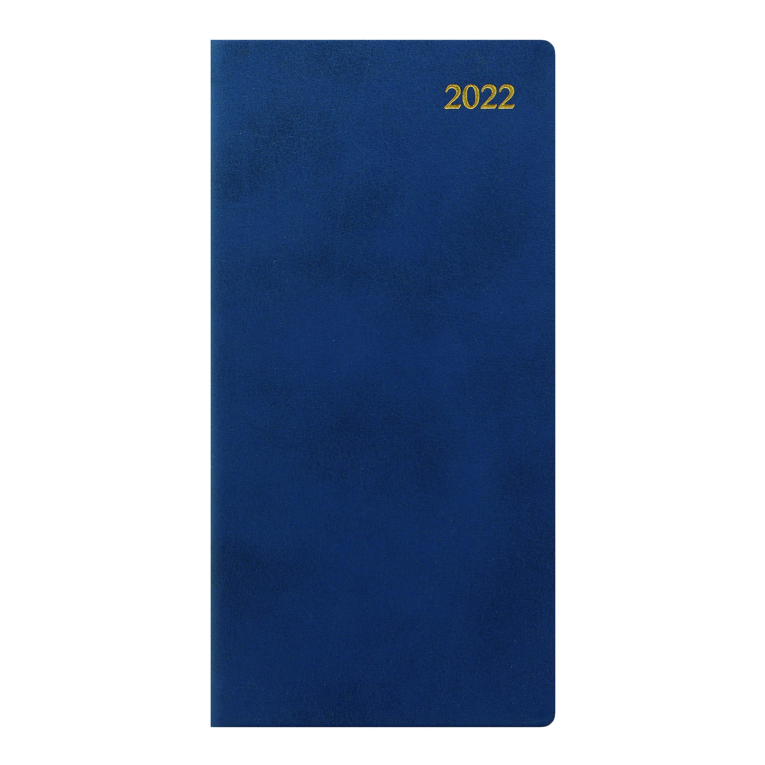 LETTS Signature Weekly/Monthly Planner, 12 Months, January to December, 2022, Week-to-View, Bonded Leather, 6.625" x 3.25", Blue (C38SUBE-22)