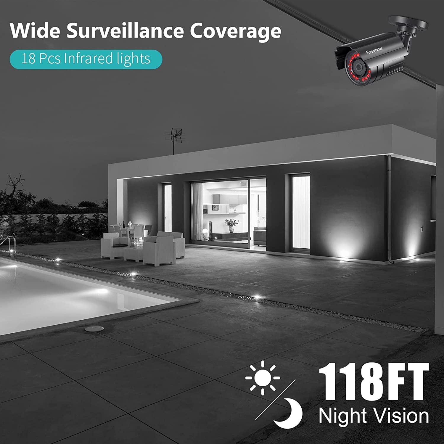 Rraycom 1080P HD 2000TVL Security Camera 4-in-1 TVI/CVI/AHD/960H CVBS CCTV Camera Outdoor Indoor,115ft IR Night Vision, IP67 Weatherproof Bullet Camera for Analog Surveillance DVR