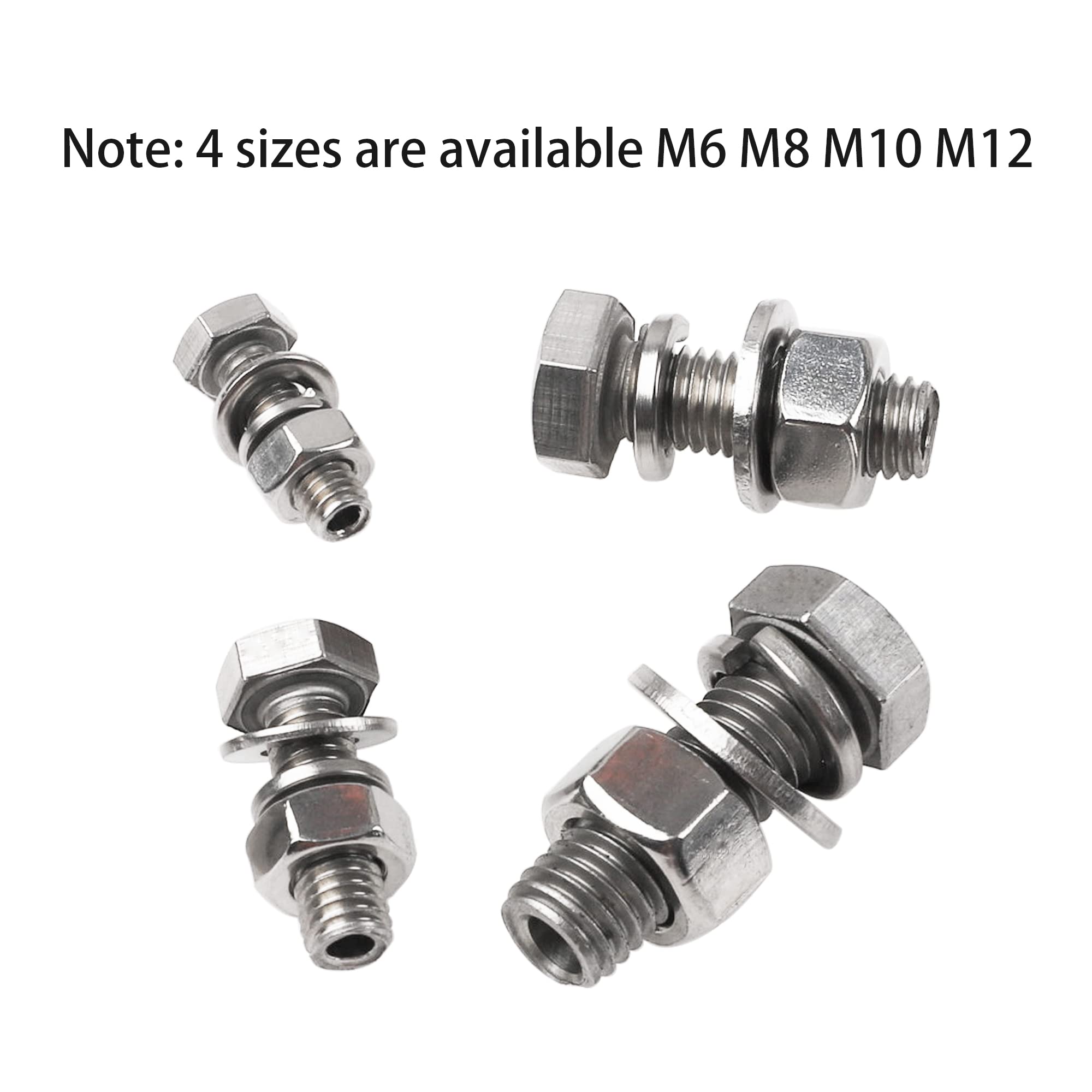 Rrina 4Pcs 304 Stainless Steel Cylindrical Hollow External Hexagon Screw Lamp Threading Through Hole Bolt with Washers Nut (M12x35)