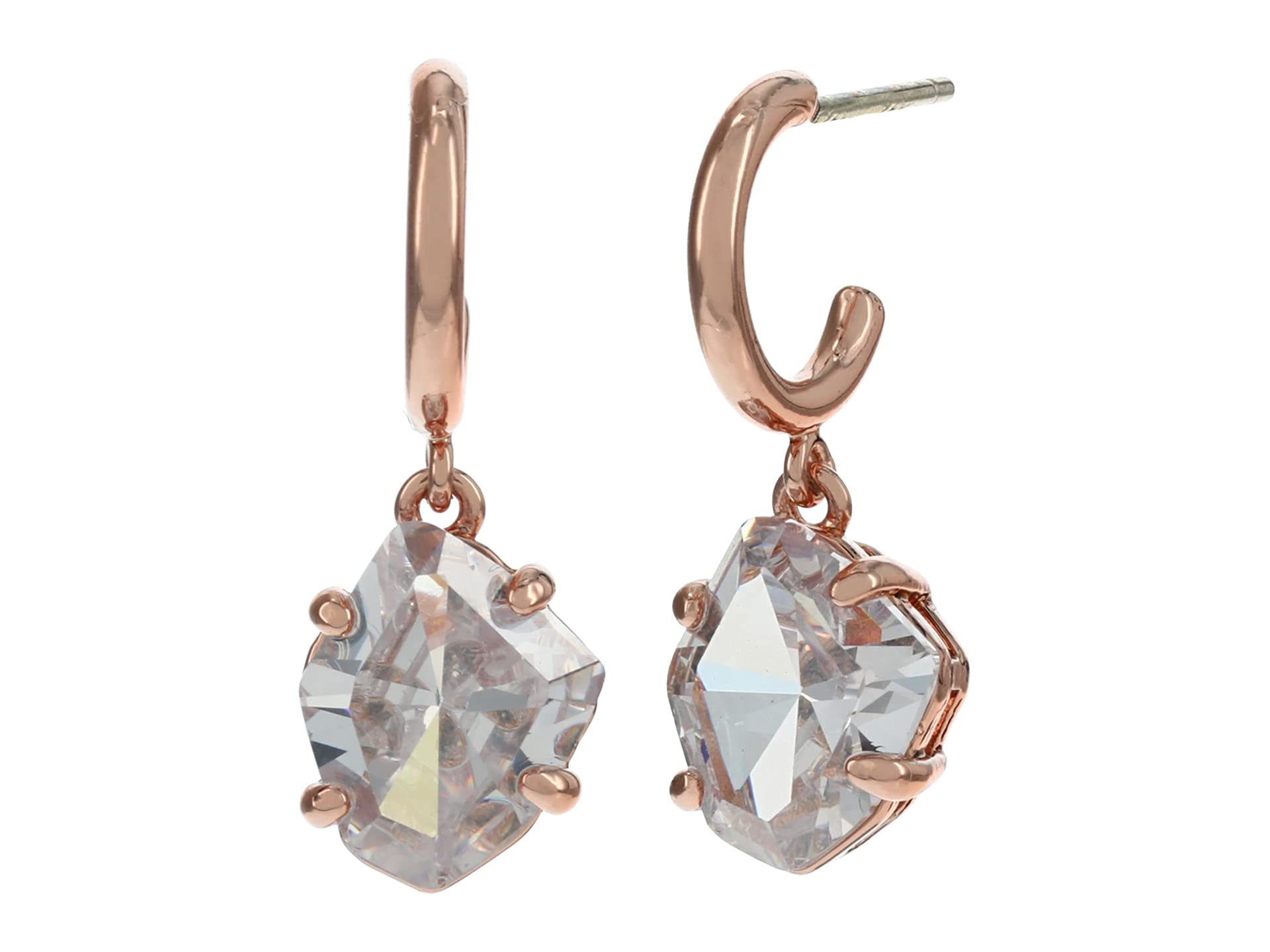 Kate Spade New York Treasure Trove Huggies Earrings Clear/Rose Gold One Size