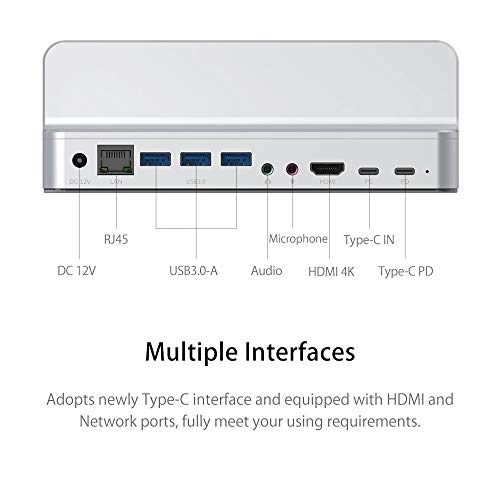 Splitter USB C HUB with Adjustable Stand Holder Type C to USB3.0 RJ45 PD Dock HDMI-Compatible Adapter Splitter for PC Accessories