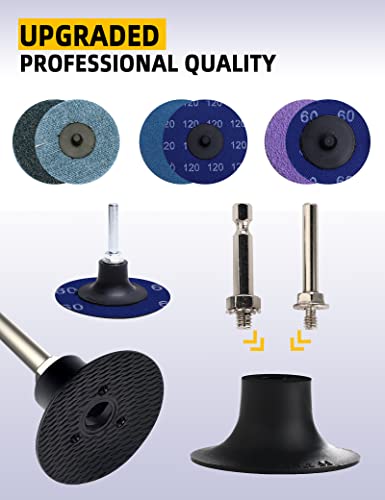 TSOAPX 62 PCS Sanding Disc Set, 2 inch Roll Lock Quick Change Sanding Discs with 1/4" Holders, Die Grinder Surface Conditioning Prep Strip Grind Polish Finish Burr Rust Paint Removal
