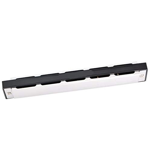 WAAZVXS 6624P Harmonica 24 Hole Brass Reeds Blues Harp Mouth Organ Key C ABS Comb Music Instruments Silver (Color : Key Bb)