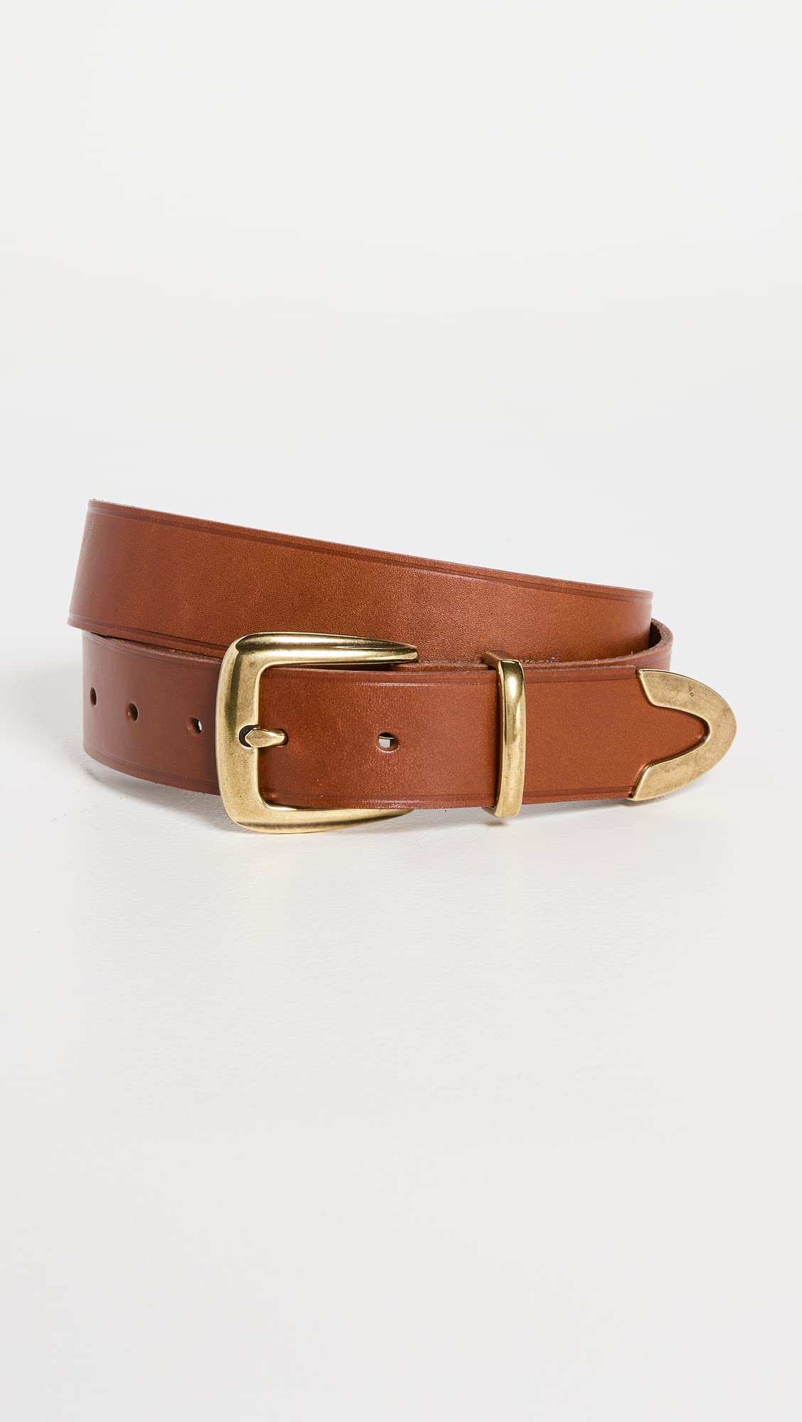 Madewell Women's Leather Western Belt, English Saddle, Brown, L