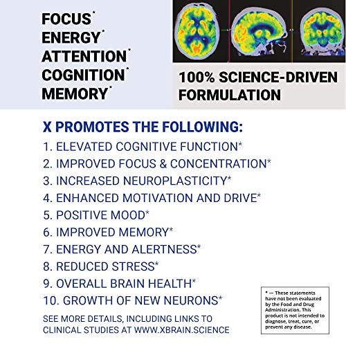 X - The Ultimate Brain Performance Enhancer β World's Most Powerful Brain Supplement Capsule - Increase Focus, Energy, Memory, Concentration, Productivity - Backed by Science - Nootropic Stack