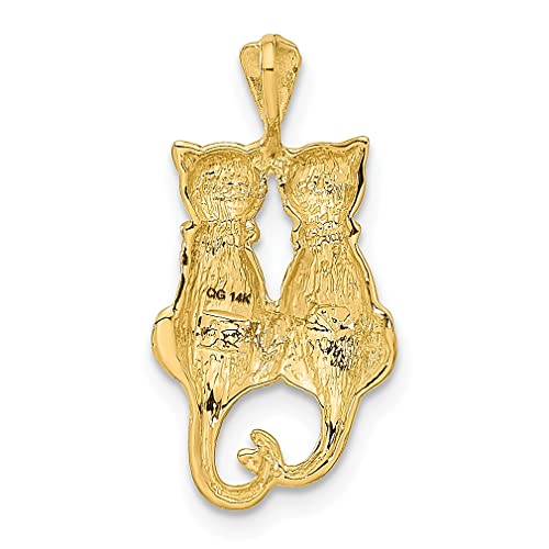 IceCarats 14K Yellow Gold Cats Necklace Charm Pendant 24mm x 12mm Only