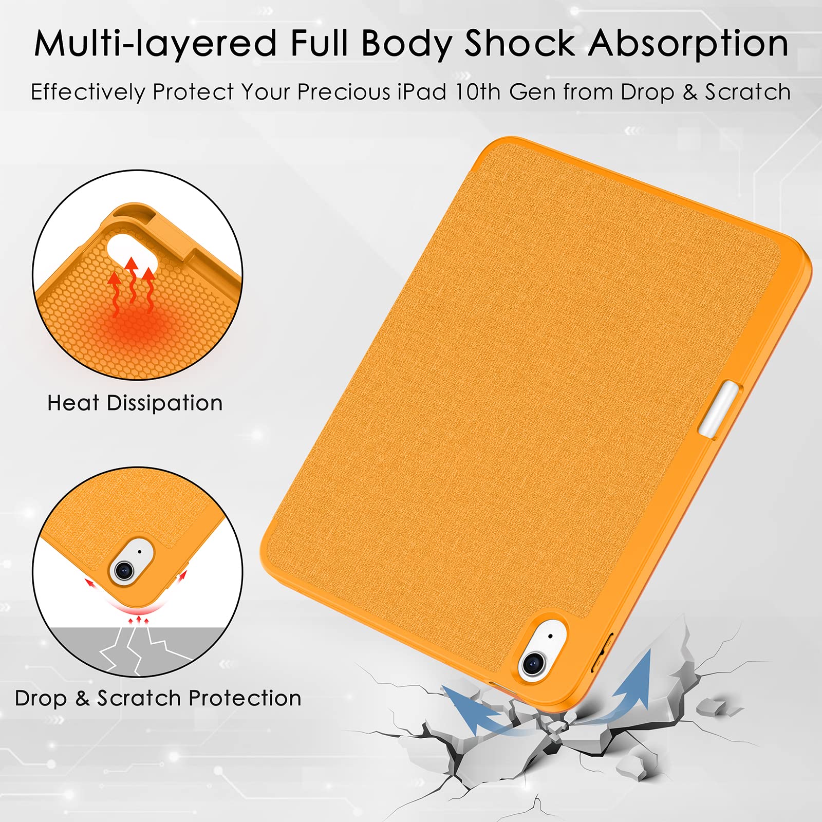 Soke iPad 10th Generation Case 2022 with Pencil Holder (10.9-inch)- Premium Shockproof Case [Auto Sleep/Wake] with Soft TPU Back Cover & Slim Trifold Stand for iPad 10.9 Inch,HotPink