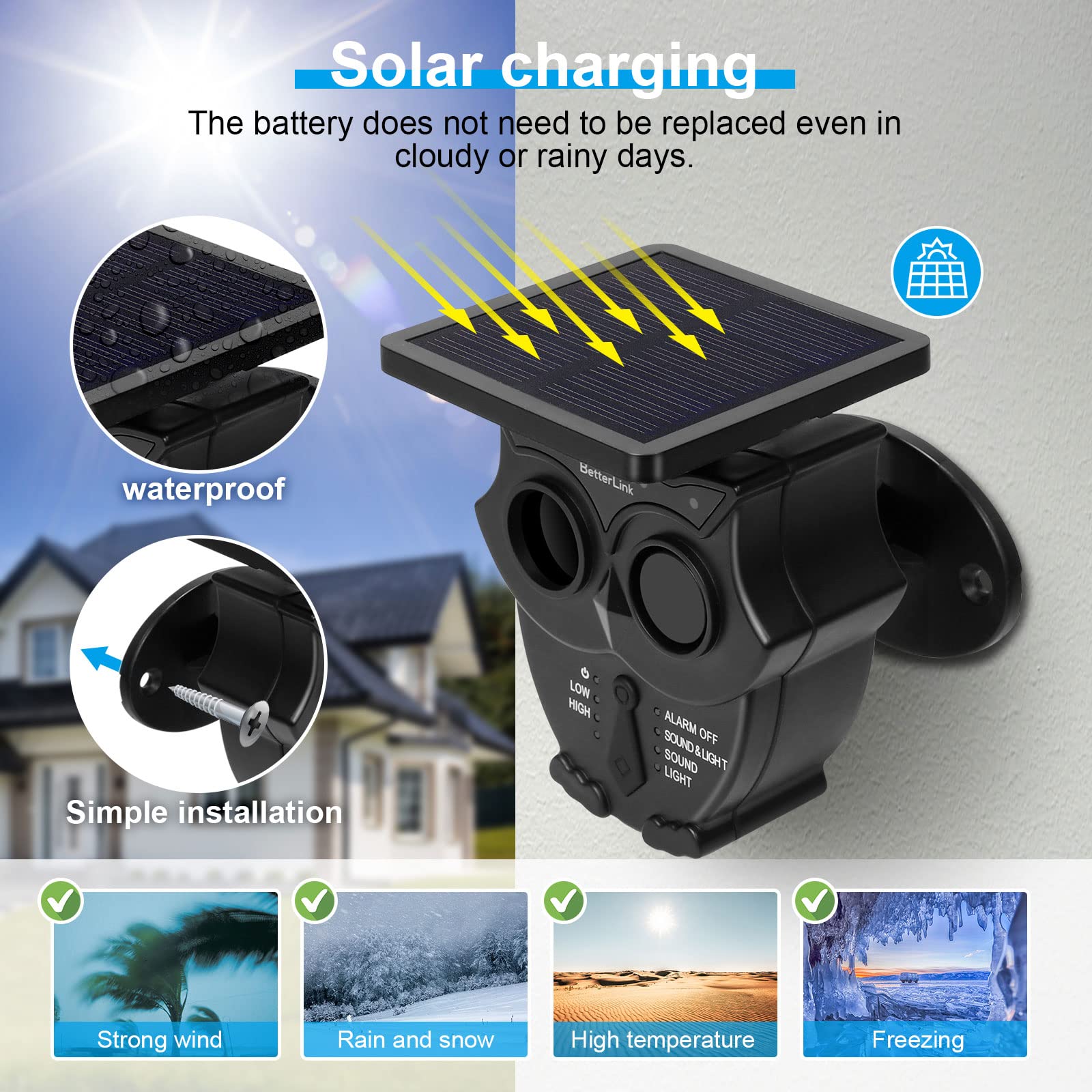 Solar Driveway Alarm, 1/2 Mile Long Range Wireless Driveway Alert System Motion Detectors Outdoor Motion Alert Sound Light Security Alert Monitor System