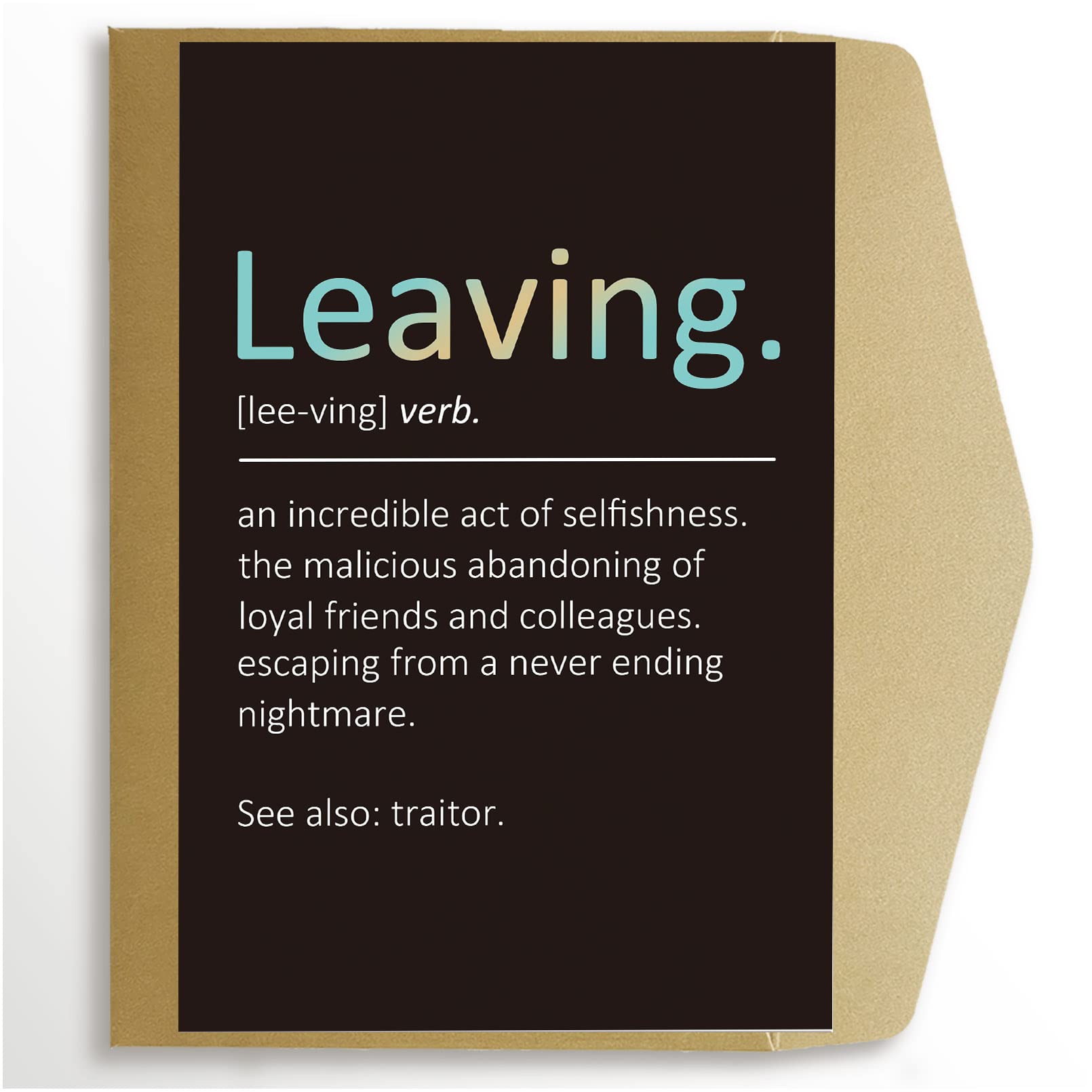 Spercy Leaving Definition Card, Funny Leaving Card, Rude Sarcastic Farewell Office Card, Goodbye Card For Coworkers Leaving