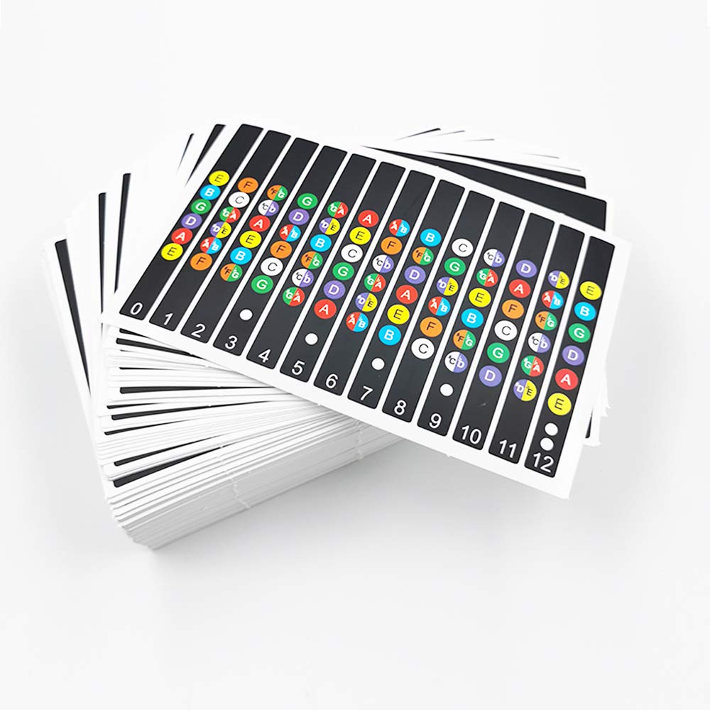 Koldot Guitar Fretboard Stickers Fret Stickers for Acoustic Guitar Bass Guitar Note Stickers Chord Stickers Fret Map Sticker for Kids Beginner Learning 2PC