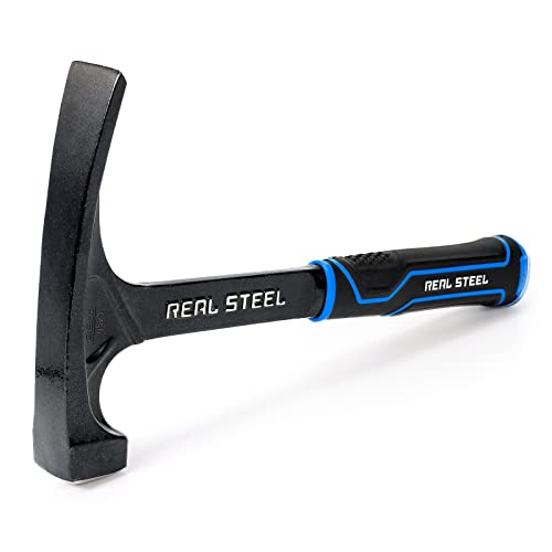 Real Steel Ultra Rock Pick Hammer 20 oz One Piece Steel Chipping Brick Masonry Hammer with Rubber Grip for Geological Study and Rock Hounding 0523