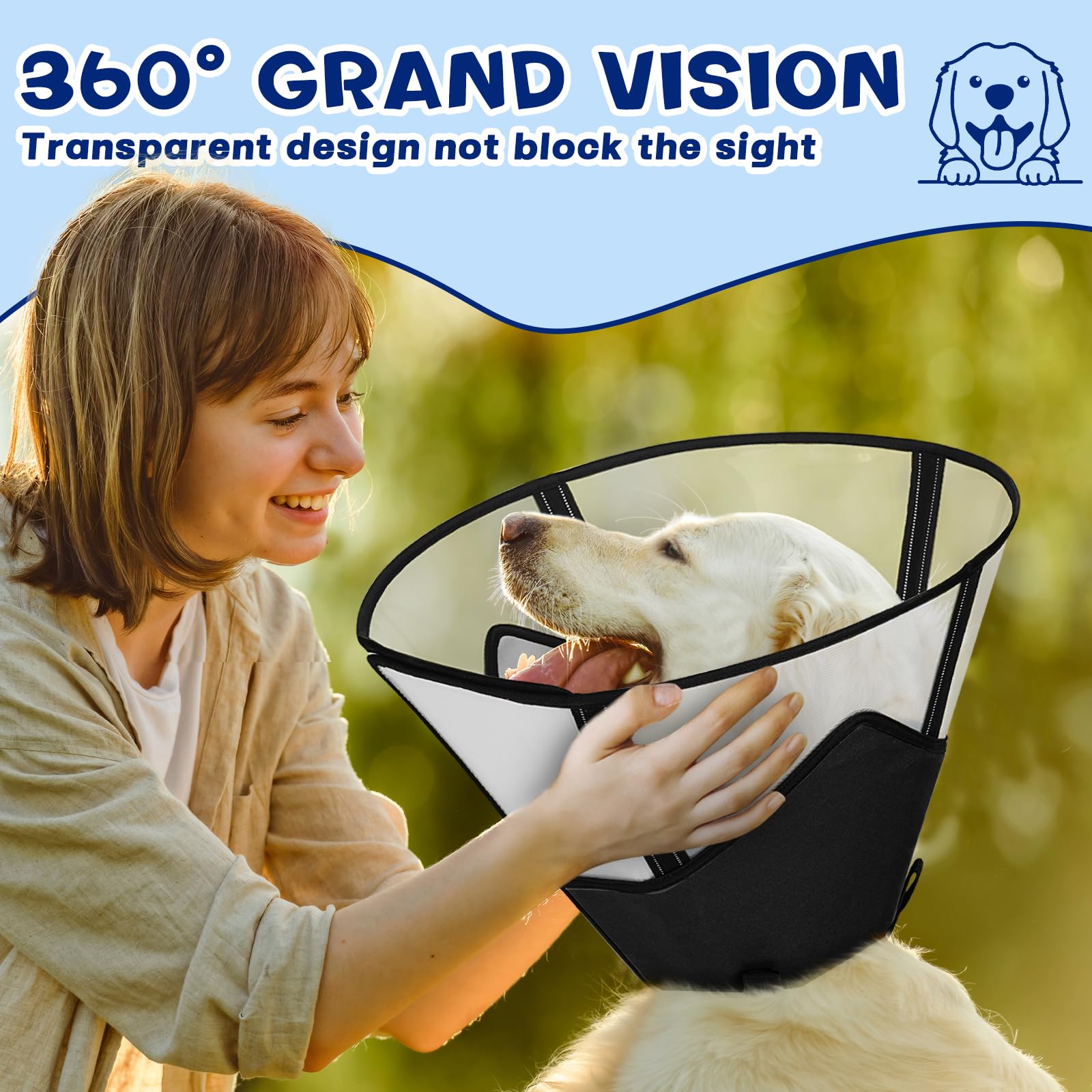 Supet Dog Cones for Large Dogs, Soft Dog Cone Collar for Medium Dogs, Comfortable Dog Cone Alternative to Stop Licking, Adjustable Large Dog Cone for Dog After Surgey