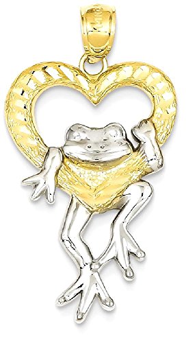 IceCarats 14K Yellow Gold Frog Heart Necklace Love Pendant Charm Only