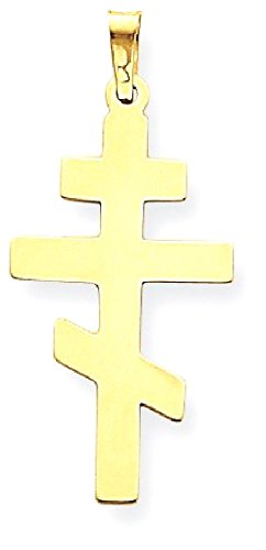 IceCarats 14K Yellow Gold Eastern Orthodox Holy Cross Necklace Religious Pendant Jesus Christ Charm 38mm x 19mm Only