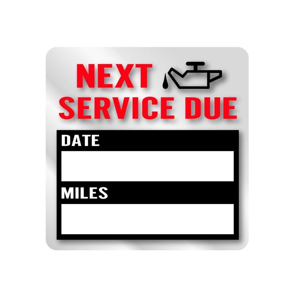 Hybsk Transparent Oil Change/Service Reminder Stickers 2"x2" Premium Quality 200pcs Clear PET Oil Change Stickers (Black)