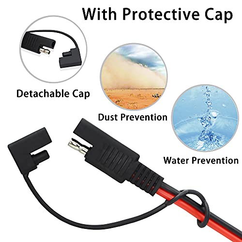 PNGKNYOCN SAE Polarity Revers Converter Cable with Switch 16AWG 2Pin SAE to SAE Wire Harness Quick Connect/Disconnect SAE Connector with Dust Cap(2M)