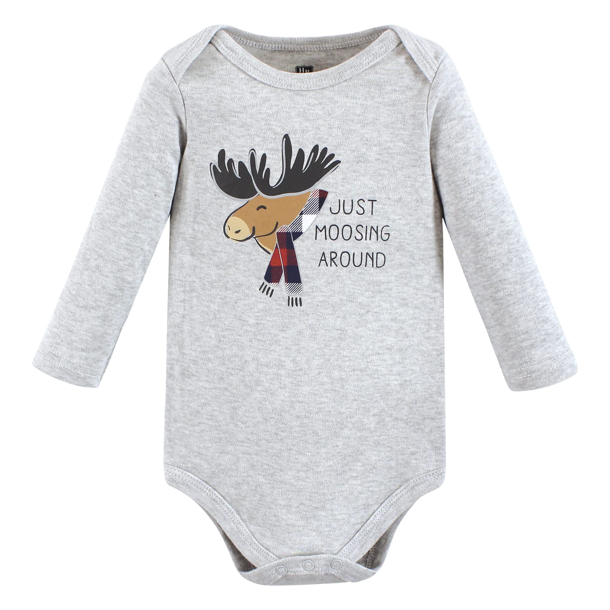 Hudson Baby Unisex Bodysuits Cotton Long-Sleeve Moosing Around, 12-18 Months, Moosing Around, 12-18 Months US