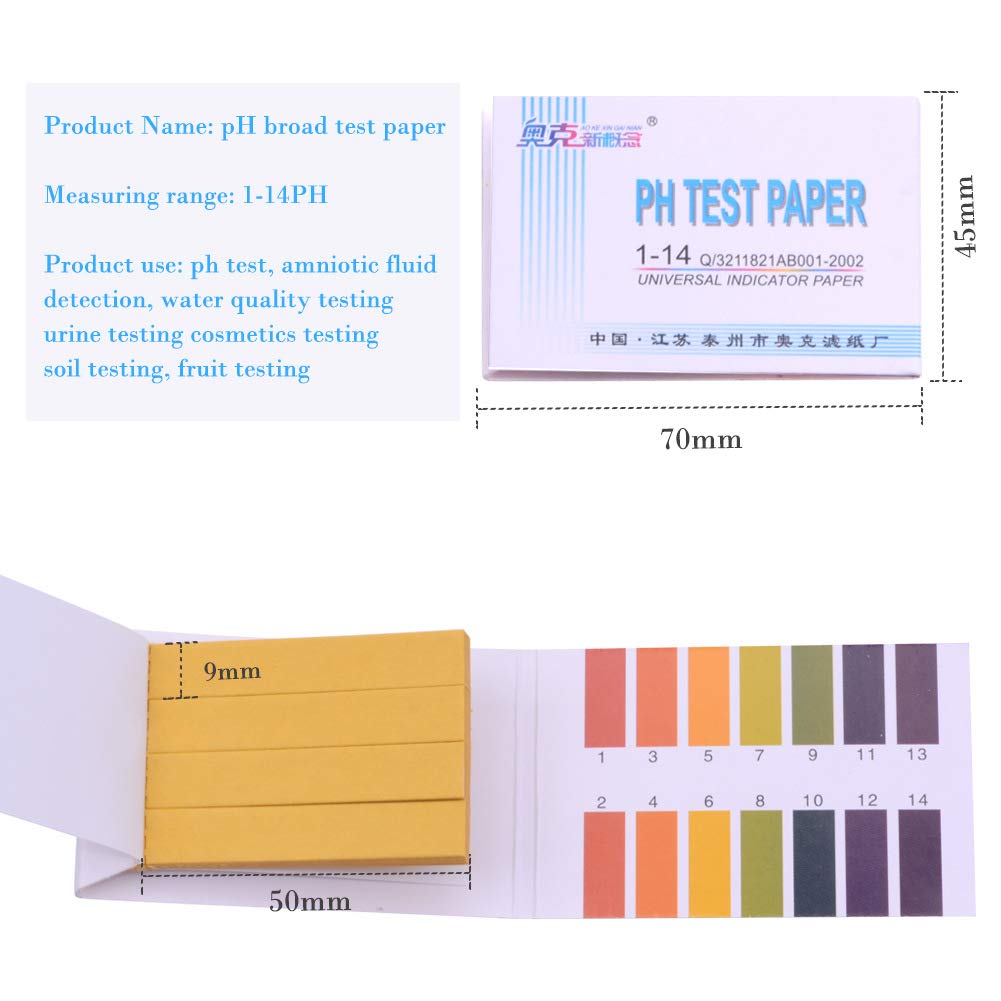 Ph. 1-14 Test Paper Extensive Test Paper Litmus Test Paper Sonkir pH Test Strips,Test pH for Saliva Urine Water Soil Testing(2-Pack pH Test Strips)
