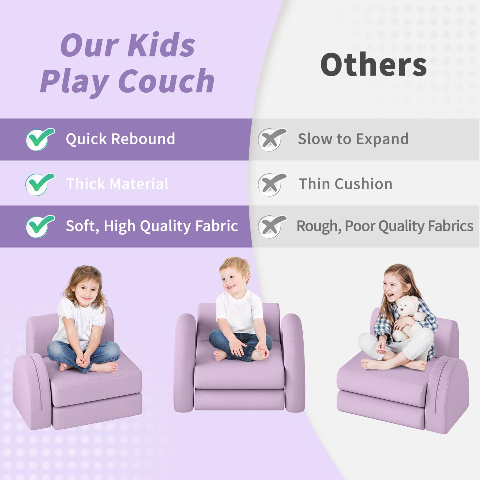 wanan Modular Kids Play Couch, 16PCS Kids Couch with Balls and Tunnel, Kids Couch for Playroom and Bedroom, Kids Modular Couch for Playing, Creativing, Modular Couch Kids (Blueberry)