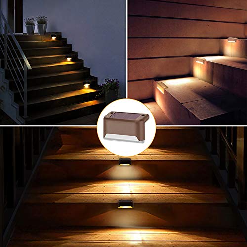 Phereu Solar Deck Lights Outdoor, 16 Pack Solar Step Lights LED Waterproof Patio Decor Solar Lights for Outside Railing, Stairs, Fence, Post, Yard and Driveway, Warm White