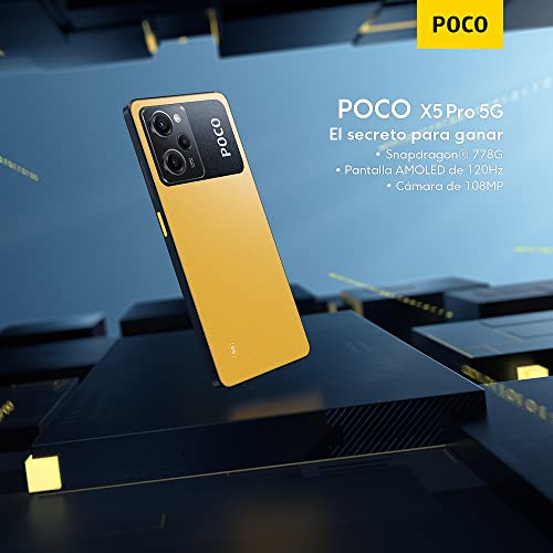 Xiaomi Poco X5 PRO 5G + 4G Volte Global Unlocked 128GB + 6GB GSM 6.67" 108 mp Triple Camera (ONLY Tmobile Mint Tello USA Market) + (Car Fast Car 51W Charger Bundle) (Yellow)