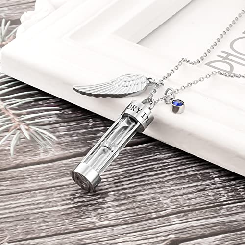 SOITIS 5 Pieces Urn Necklace for Ashes Bar Zircon Crystal Cremation Necklace for Ashes Heart Keepsake Cremation Jewelry Hourglass Ash Necklace for Human Ashes - Dark Blue