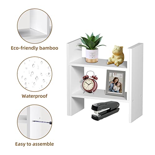 TY ARTS & CULTURE - Expandable Wood Desktop Storage Organizer Multipurpose Desk Bookshelf Display Shelf Rack Counter Top Bookcase for Office Home (Style 1, Light Purple)