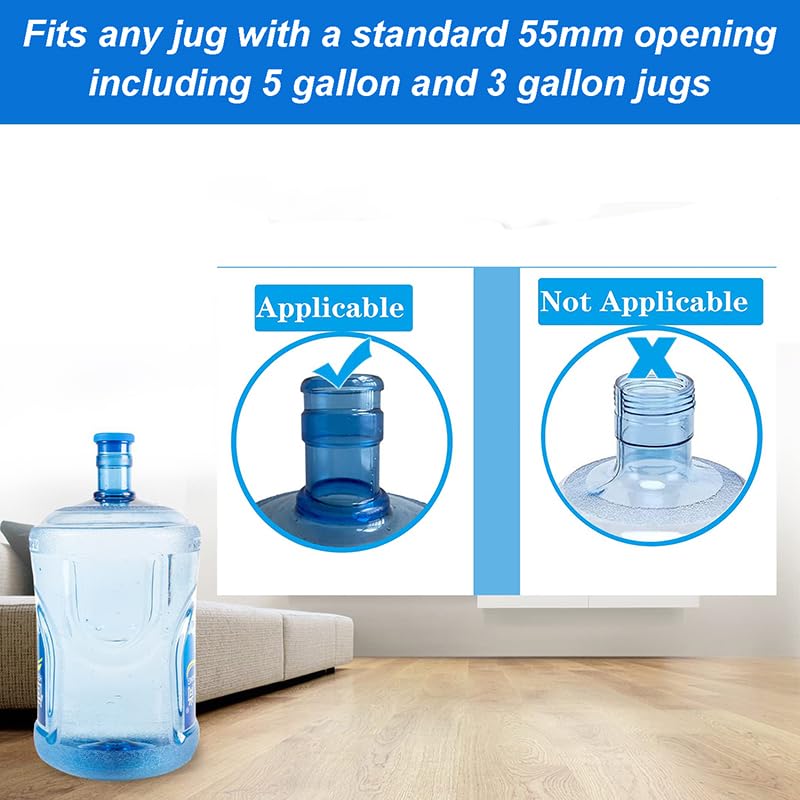 YIFVNGHUI Water Jug Cap 5 Gallon, Upgrade Silicone Reusable Water Gallon Cap with Hang Loop No Spill Top Lids Cover fit 55mm Bottle (2Packs)