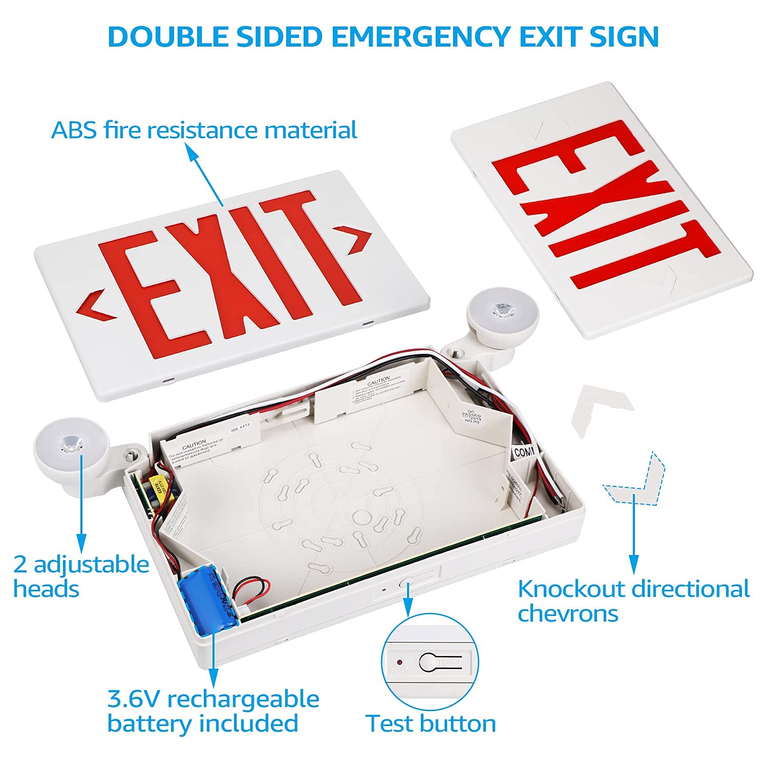 TORCHSTAR Red LED Exit Sign with Emergency Lights Bundle TORCHSTAR Red LED Exit Sign with Emergency Lights, 2 Pack Exit Light, Red & 4 Pack Exit Light, Red