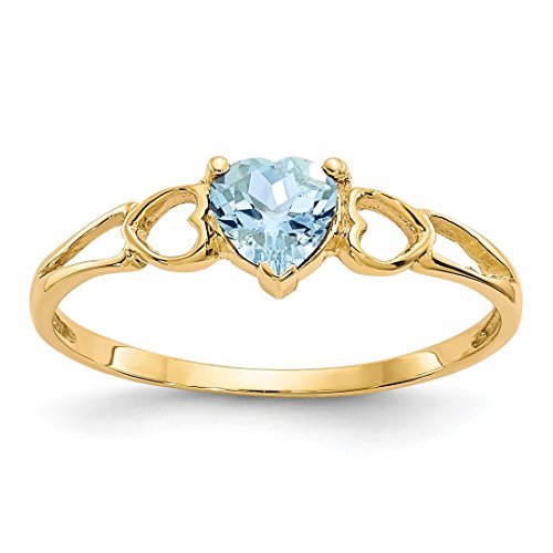 IceCarats 14K Yellow Gold Blue Aquamarine Heart Love Ring March Birthstone Jewelry Size 7