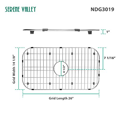Serene Valley Kitchen Sink Bottom Grid and Sink Protector NDG3019, 304 Premium Stainless Steel, dim 26" x 14 1/8"