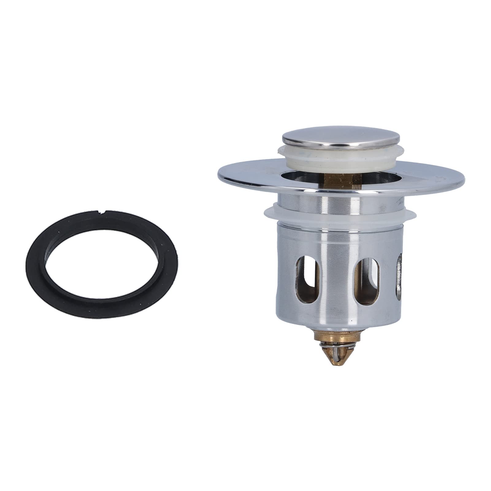 Wash Basin Bounce Drain Filter, Stainless Steel Press Type Bathroom Sink Drain Stopper Plug, Bathroom Bathtub Sink Draining Water Accessories