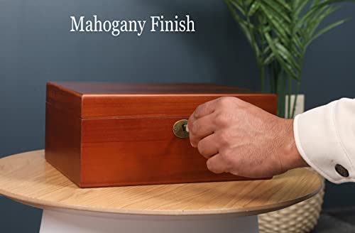 Wood Treasure, Keepsake, Memory Box - Large, 11x8.5x5in - Acacia Hardwood Keepsake and Personal Storage Box with Hinged Locking Lid.