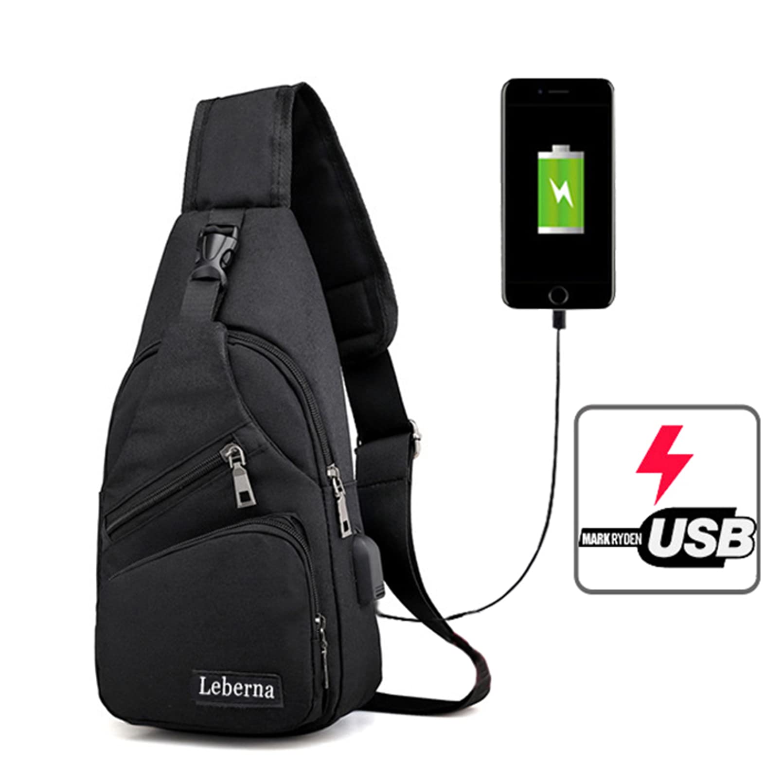 LEAFOREST Crossbody Sling Bag Shoulder Backpack for Travelling Hiking and Other Outdoor Activity Men and Women Black