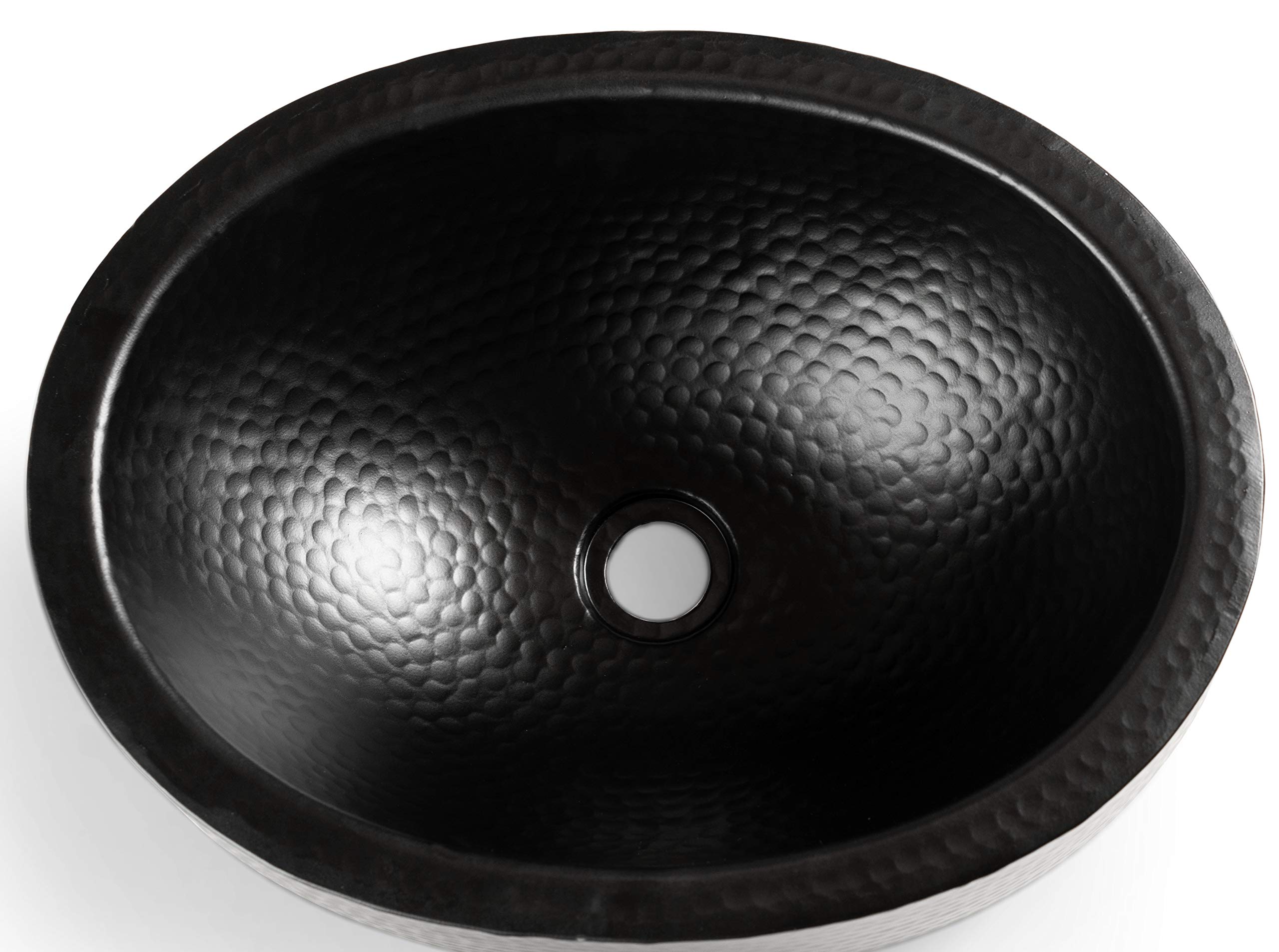 Monarch Abode 19103 Matte Black Hand Hammered Oval Drop-in Bathroom Vanity Sink (17 inches)