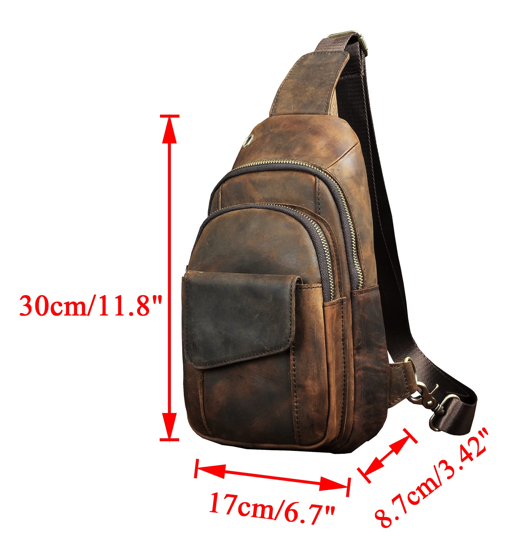 Le'aokuu Men Outdoor Casual Travel Hiking Tea Crossbody Chest Sling Bag Rig One Shoulder Strap Bag Backpack (E 8013 Small Size Silver)