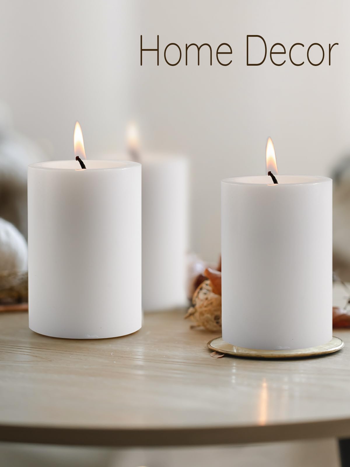 White Pillar Candles Set of 6,Unscented Pillar Candles Bulk-2.8x4in,420 Hours Long Burning Smokeless Pillar Dinner Candles,Dripless Large Round Candle for Wedding, Home Dinner, Parties, Spas