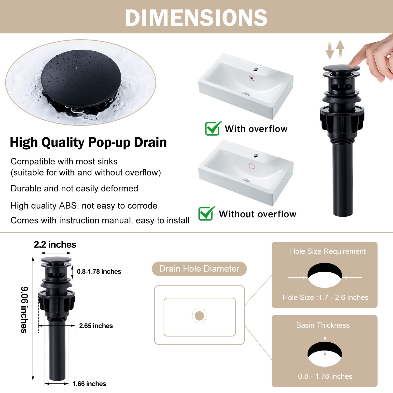 Qomolangma Waterfall Bathroom Faucet, Matte Black Modern Single Handle Bathroom Faucets for 1 or 3 Hole Bathroom Sink Faucet Mixer Tap Washbasin Faucet with Deck, Pop-up Drain and Supply Hoses