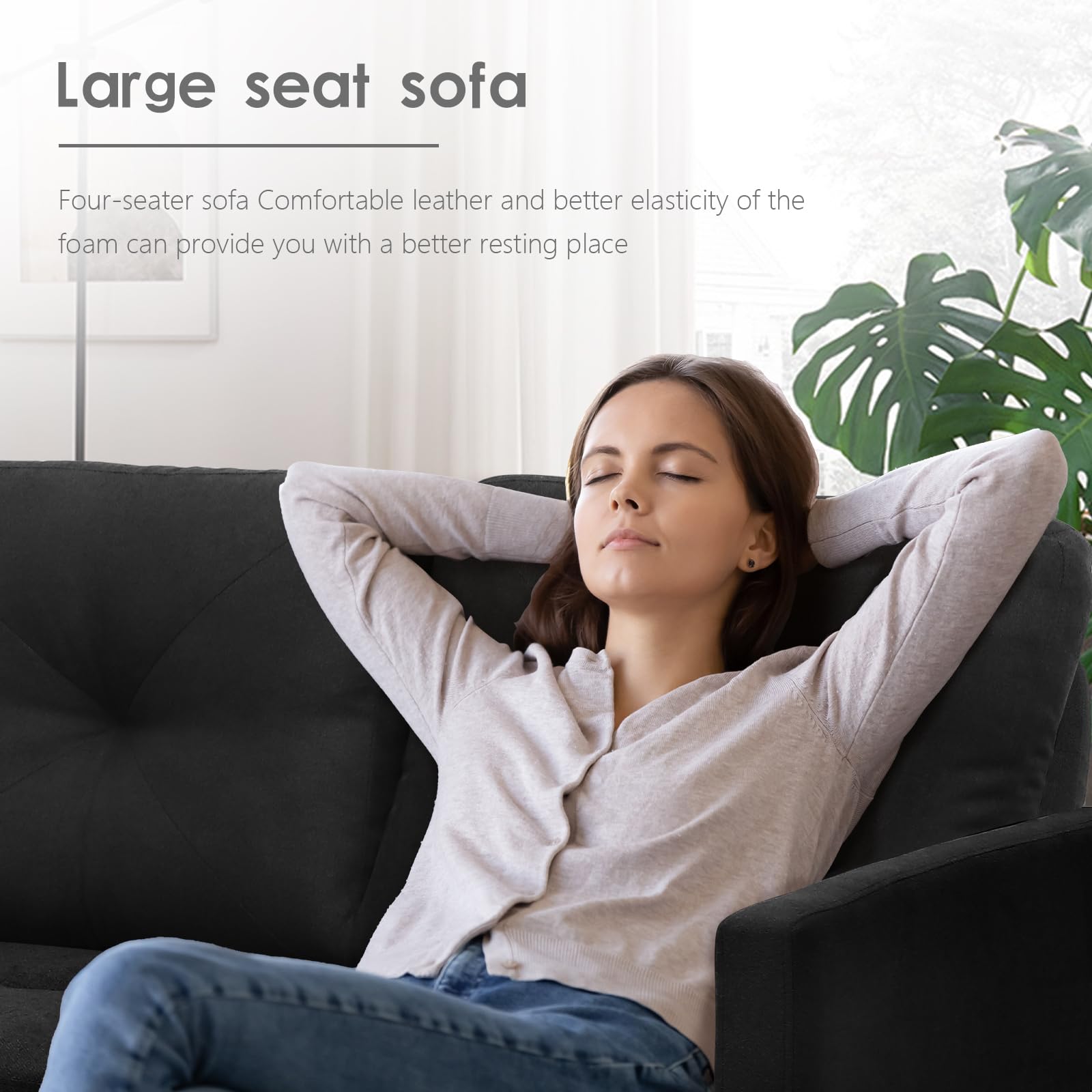 TOBYUL L-Shaped Couch with Reversible Chaise,Convertible Sectional Sofa Couch,Modular Couch Set,Living Room Furniture Sets,Couches for Living Room Apartment and Small Space (Black)