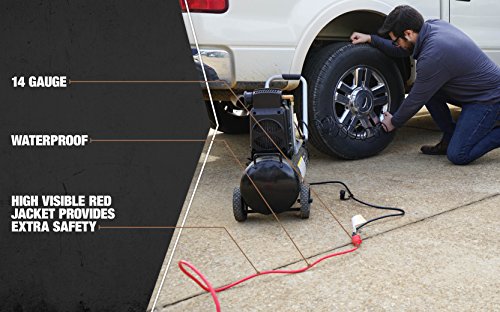 Southwire 2408SW8804 14/3 SJTW ft Vinyl Outdoor All-Purpose Extension Cord Waterproof, 50', Red