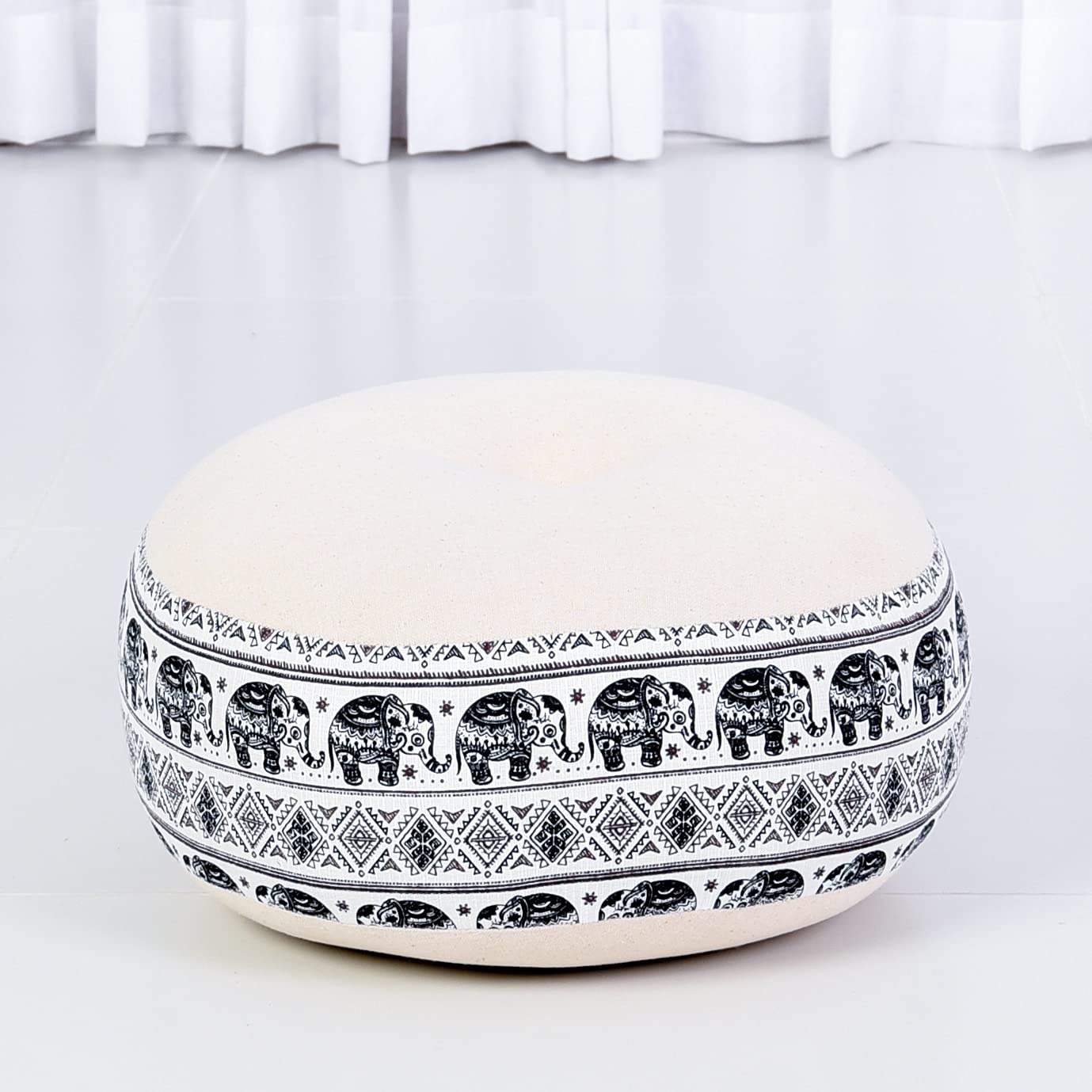 Leewadee Meditation Cushion Set β 1 Small Zafu Yoga Pillow and 1 Small Roll-Up Zabuton Mat Filled with Kapok, Black White