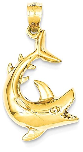 IceCarats 14K Yellow Gold Shark Necklace Charm Pendant 27mm x 13mm Only