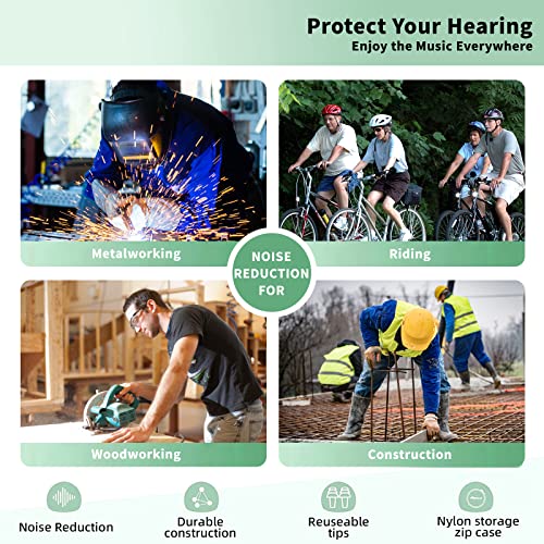 Work Earbuds Headphones, Cuzabe 10 Replacement Earbuds Wired in Ear Headphones for Work, Noise Cancelling Ear Plugs Earphones for Noise Reduction Motorcycle Riding Construction Work