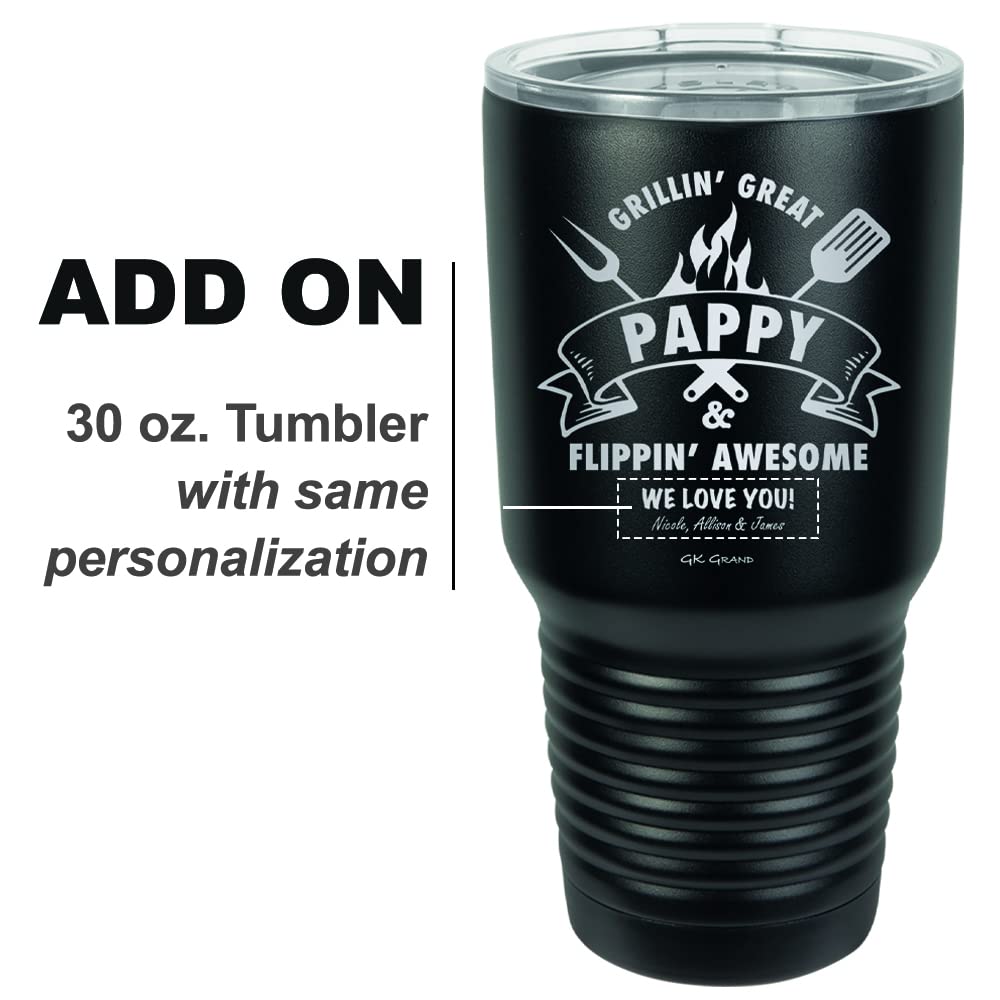 Pappy Gift–PERSONALIZED Bamboo Cutting Board Custom Engraved Grillin Great Flippin Awesome Fathers Day Birthday Christmas Gift Best Pappy Ever Papa Poppop Gifts from Grandkids Grandchildren (8.25x12)