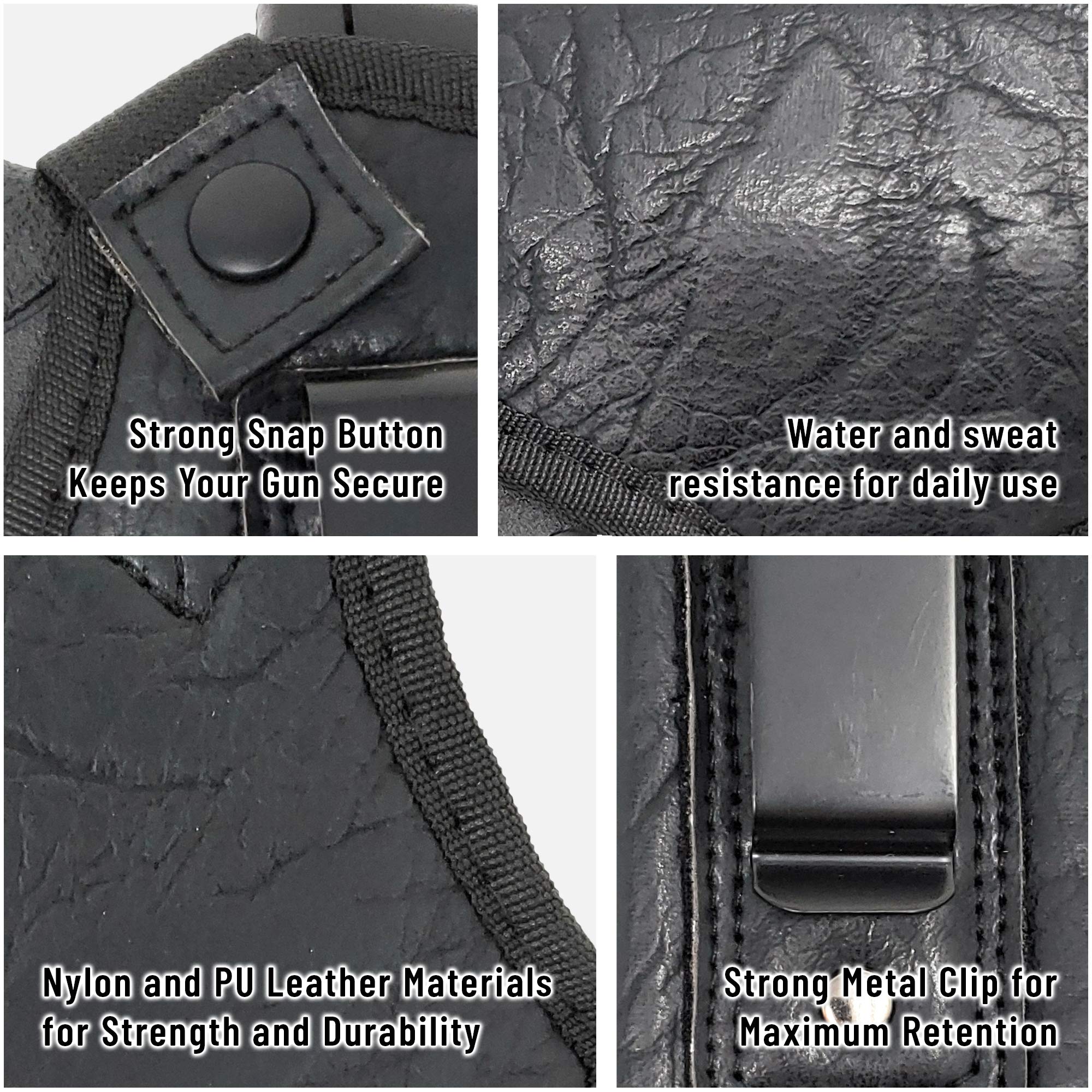 IWB Gun Holster by PH - Concealed Carry Soft Material - Soft Interior - Fit M&P Shield 9mm.40.45 Auto/Glock 19 26 27 29 30 33 42 43 / Rug LC9, LC380 - Taurus Slim, PT111 G2 - Springfield XDs Hellcat