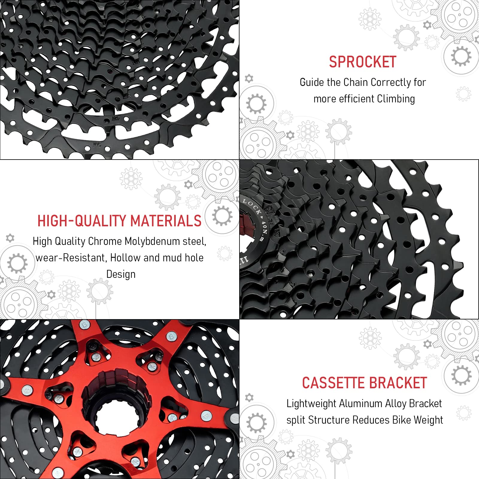 Nuo desire 12 Speed Cassette 11-50T Teeth,for Mountain Bike Lightweight Aluminum Bracket Cassette Compatible Shimano/SARM HG (Except Sram XD)