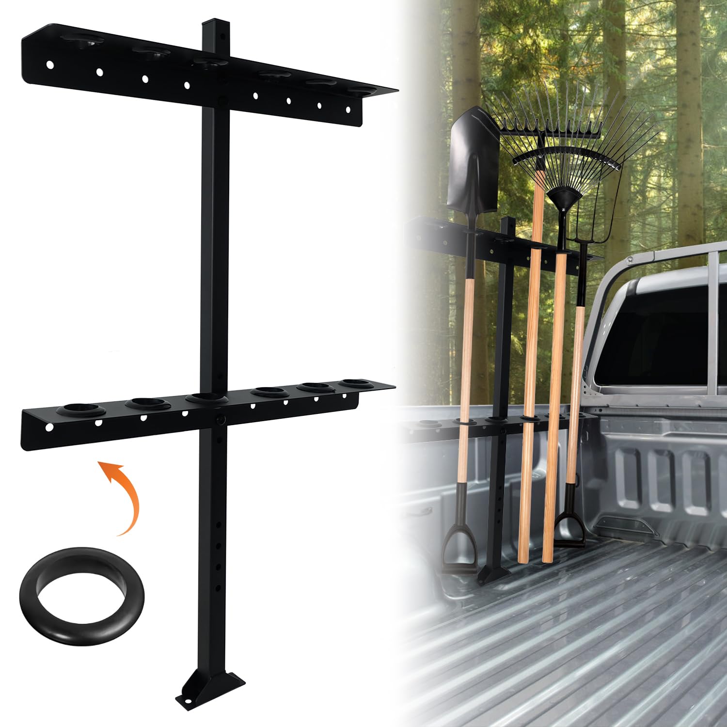 Trailer Racks for Lawn Equipment, Trailer Tool Rack Shovel Holder for Shovels, Rakes, Hoes, Landscape Hand Tool Rack for Open Trailers, Lawncare Trailer Accessories, with 6 Tool Holes&Rubber Grommets