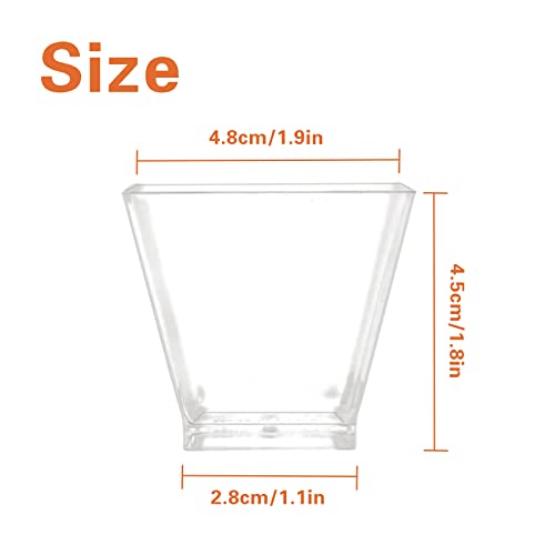XiyaxiVici 50 PCS 2 oz Square Mini Plastic Dessert Cups, Transparent Parfait Cups Fruit cups Clear Appetizer Cups for Party Yogurt Fruit Trifle Mousse Pudding Ice Cream Cups