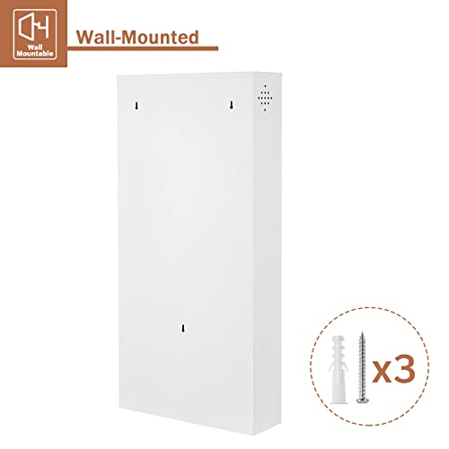 SPACEROCK 3 Drawer Shoe Storage Cabinet Wall Mounted & No-Assembly 20β Metal Shoe Cabinet for Entryway, Hallway, and Corridor, Holds 9 Pair Shoes (White, 20 Inches)