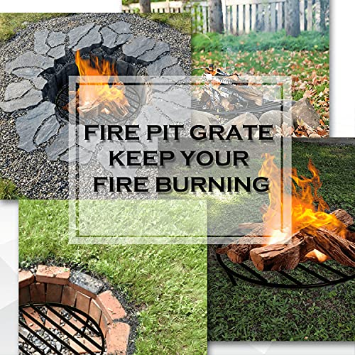 SIMOND STORE Fire Pit Grate, 24 - Inch Round Heavy-Duty Steel Black Finish Firewood Grate with Legs for Outdoor Fire Pits, Camping, Picnic & Gatherings